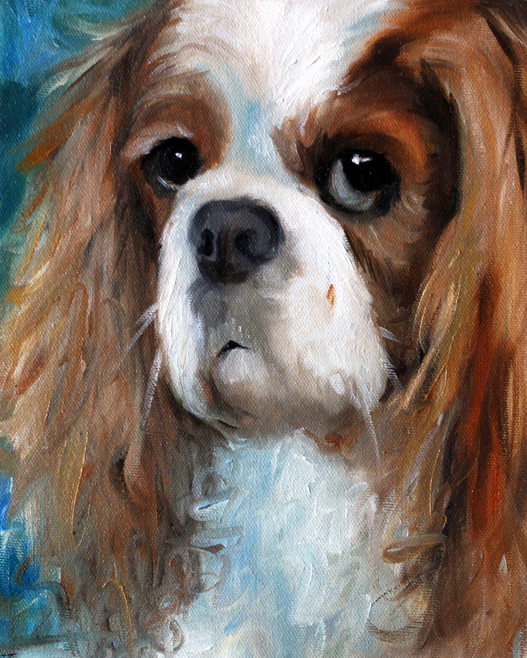 PRINT Cavalier King Charles Spaniel Dog Puppy Art Print Oil Painting ...