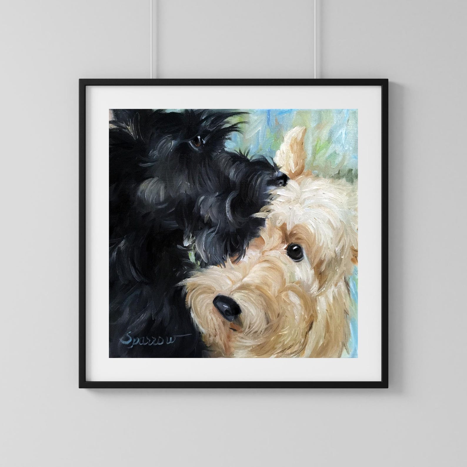 Wheaten & Brindle Scottie Scottish Terrier Art CANVAS PRINT of Original ...
