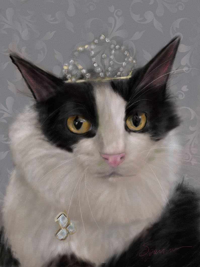 PRINT Little Princess Feline Royalty Kitty Cat Art | Etsy