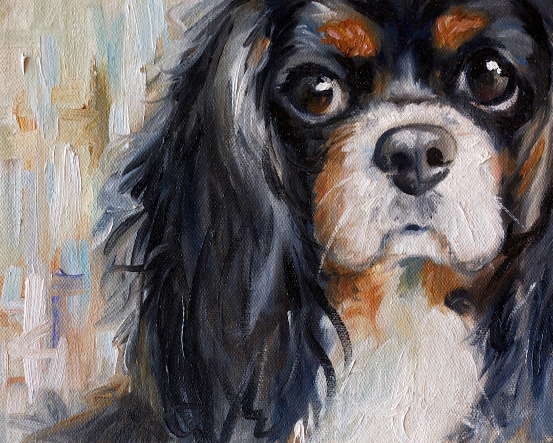 Cavalier King Charles Spaniel Dog Puppy Art Print of Original Oil ...