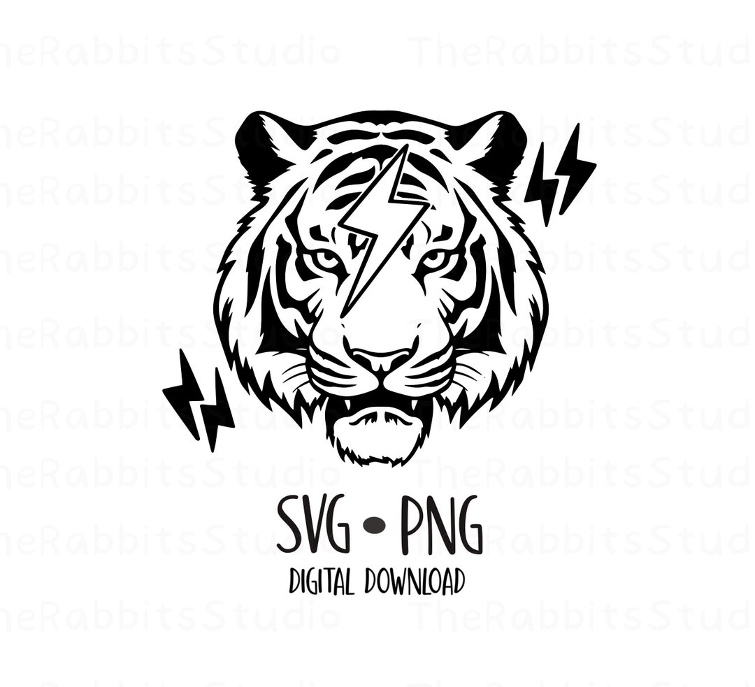 Lightning Tiger Svg Cut File Digital Design Download Tiger - Etsy