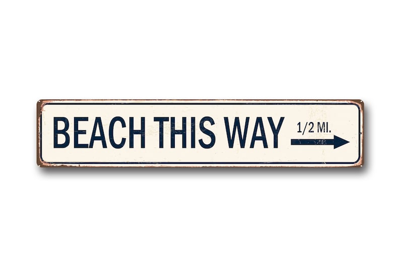 Personalized Beach This Way Sign, Rustic Aluminum Beach House Decor - Etsy