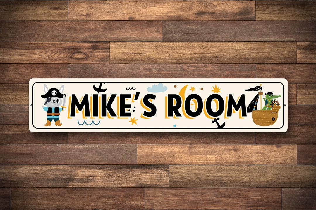 Kid's Room Sign, Pirate Kid Room Sign, Pirate Ship Sign, Personalized ...