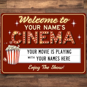 Welcome to Cinema Sign, Home Movie Theater Sign, Vintage Movie Theatre ...