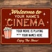Welcome to Cinema Sign, Home Movie Theater Sign, Vintage Movie Theatre ...