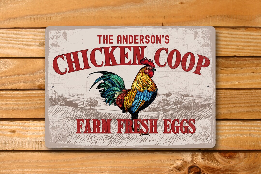 Farm Fresh Eggs Sign, Personalized Chicken Coop Sign, Custom Rustic ...