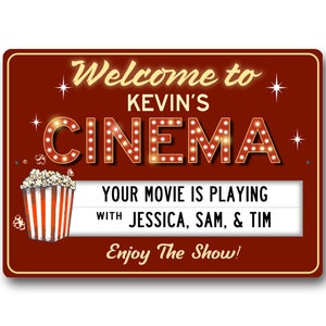 Welcome to Cinema Sign, Home Movie Theater Sign, Vintage Movie Theatre ...