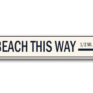 Beach This Way Sign, Custom Mileage & Ocean Direction, Rustic Metal ...