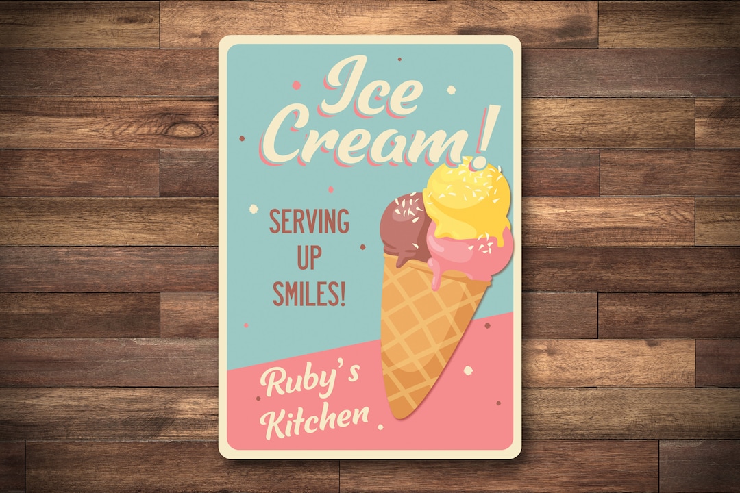 Vintage Ice Cream Sign, Retro Ice Cream Sign, Ice Cream Lover Gift, Ice ...