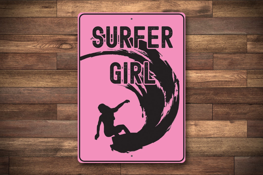 Girl Surfer Sign, Surfer Girls Sign, Surfing Sport, Pink Surfing Sign ...