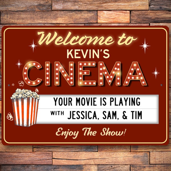Welcome to Cinema Sign, Home Movie Theater Sign, Vintage Movie Theatre ...