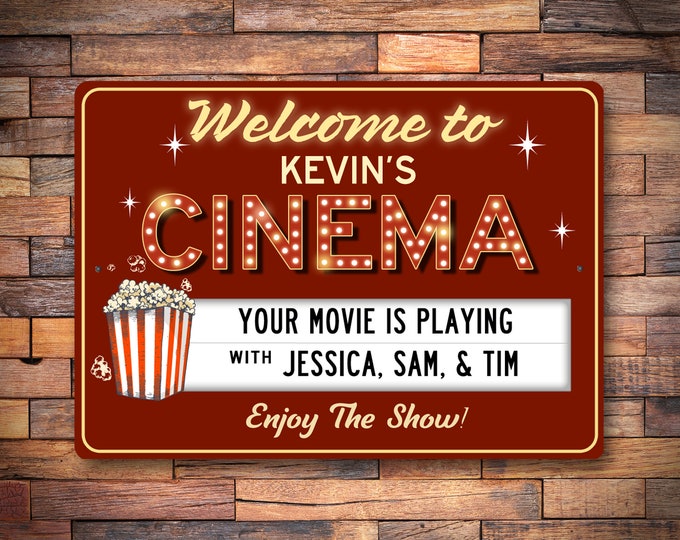 Welcome to Cinema Sign, Home Movie Theater Sign, Vintage Movie Theatre ...
