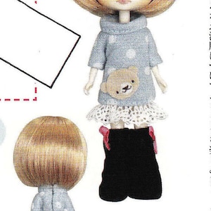 Petite Blythe Mini Pullip Dal Doll Cute Bear One Piece Dress and Boots ...
