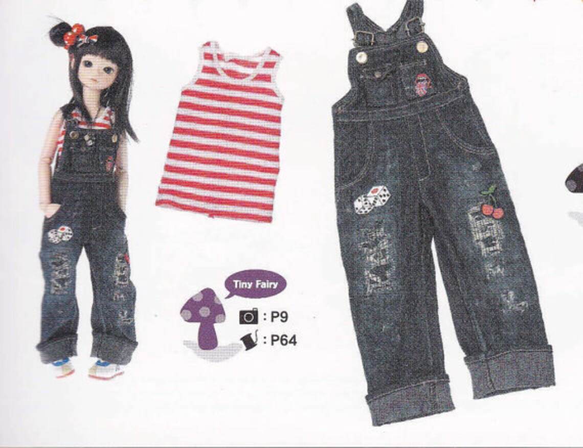 1/4 MSD BJD Doll Cute Casual Vest & Jeans Overalls Set Pdf - Etsy