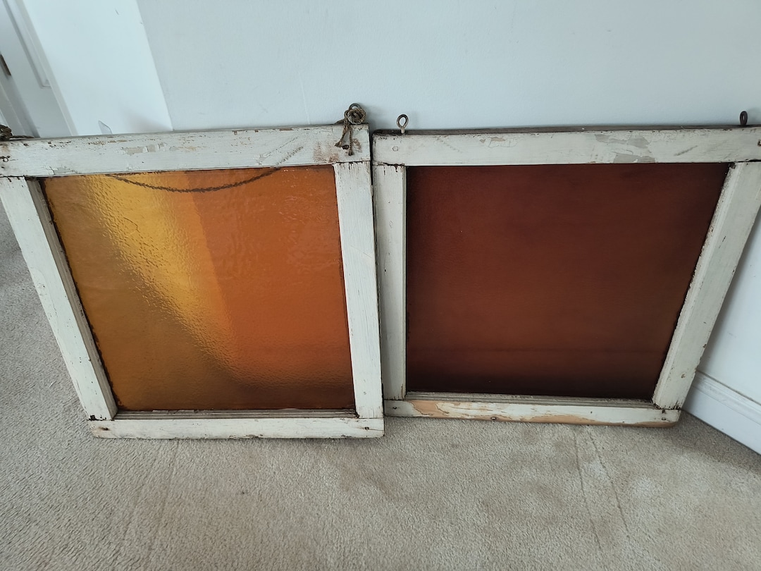 Pair of Amber Glass Windows - Etsy