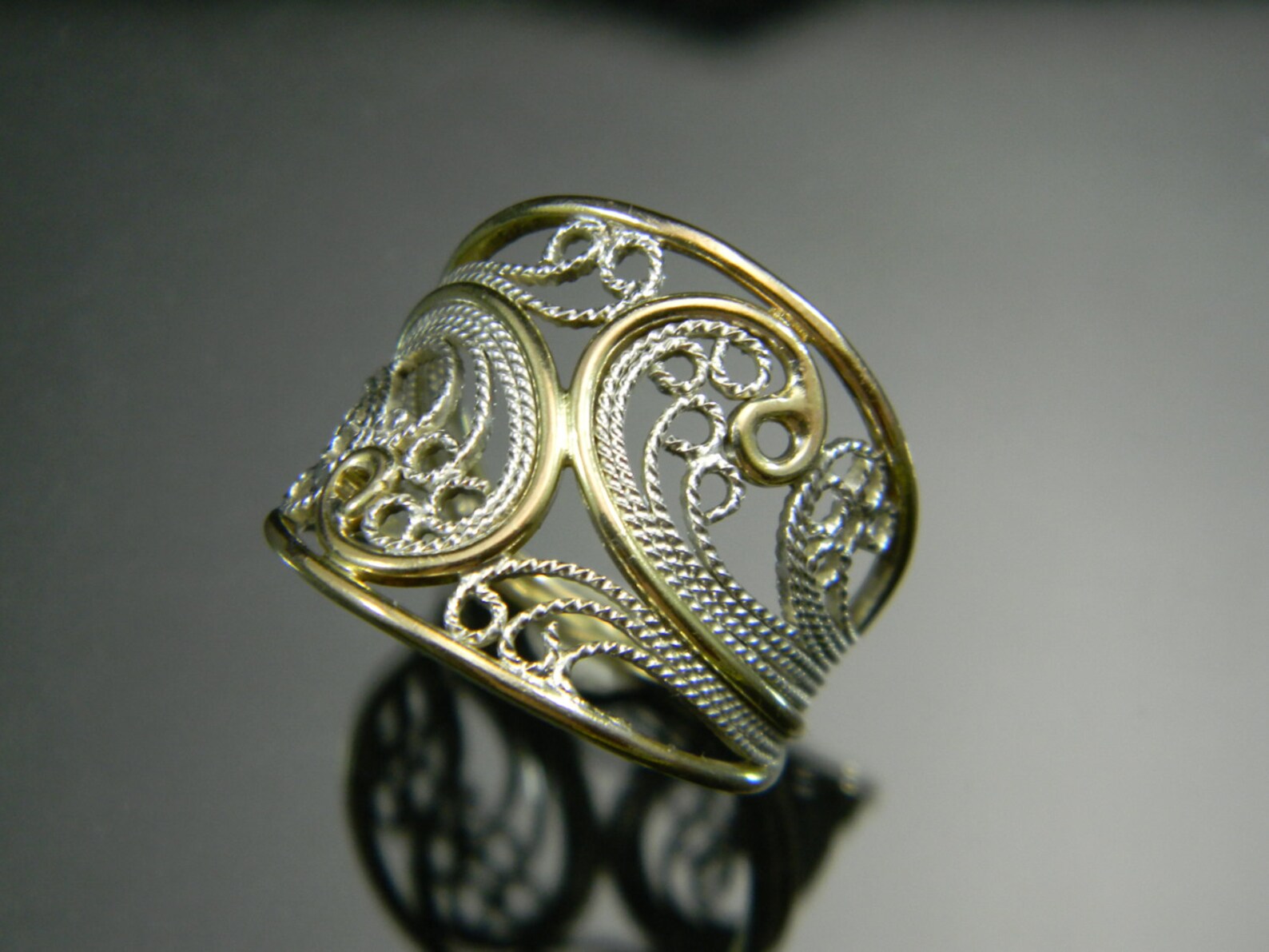 Filigree Ring 10K Gold Sterling Silver Handmade Filigree - Etsy