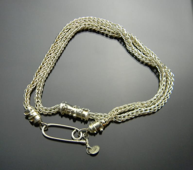 Hand Fabricated Loop in Loop Necklace With Fused Silver Bead | Etsy