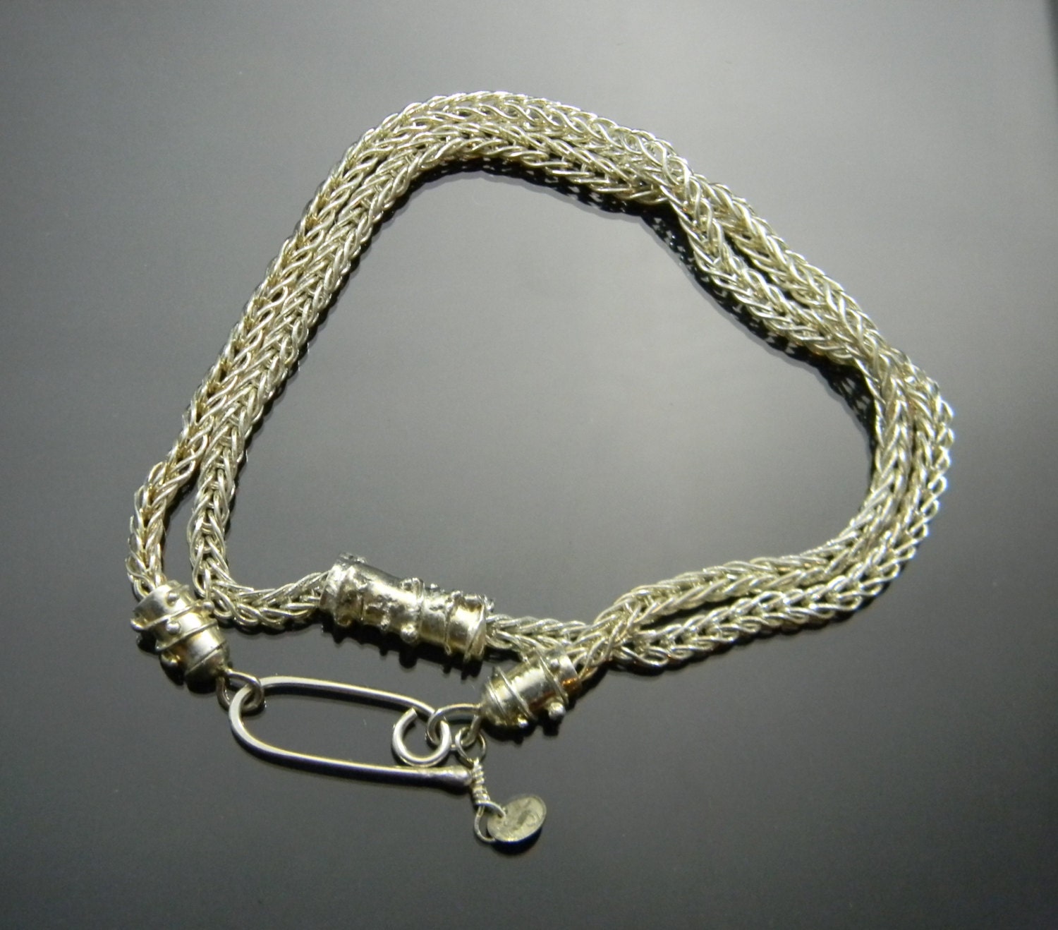 Hand Fabricated Loop in Loop Necklace with Fused Silver Bead | Etsy