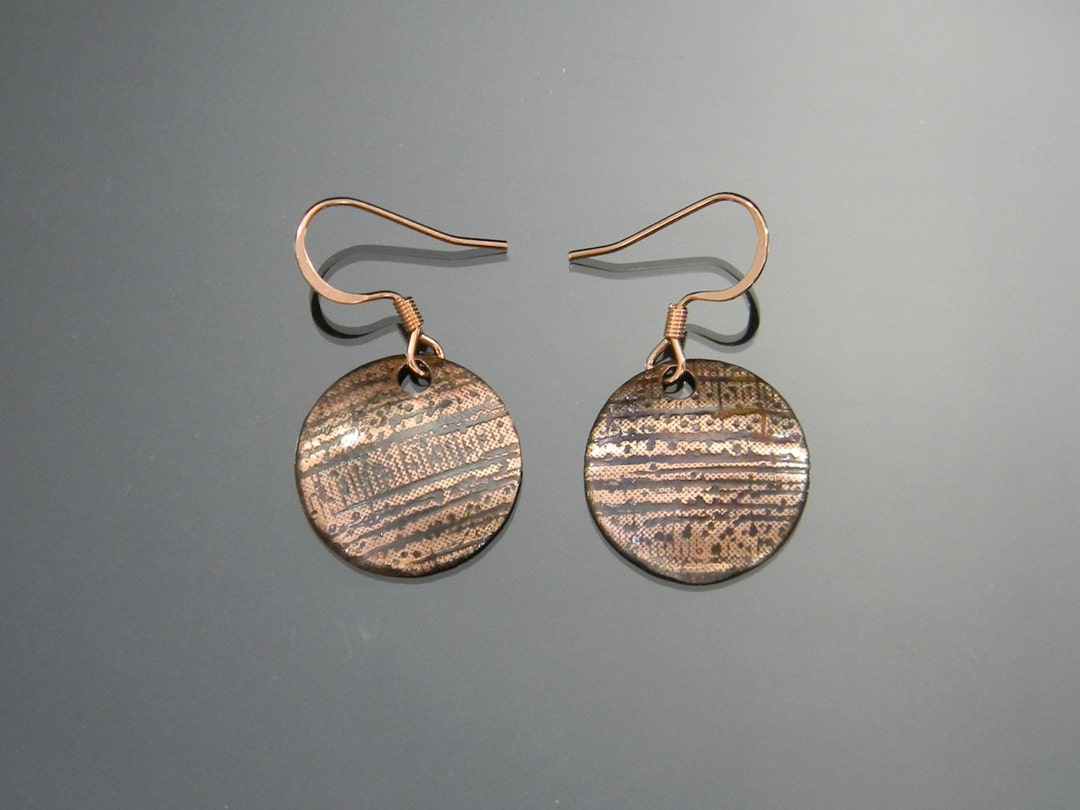 Copper Earrings, Coin Earrings, Disc Earrings, Small Dangle Earrings ...