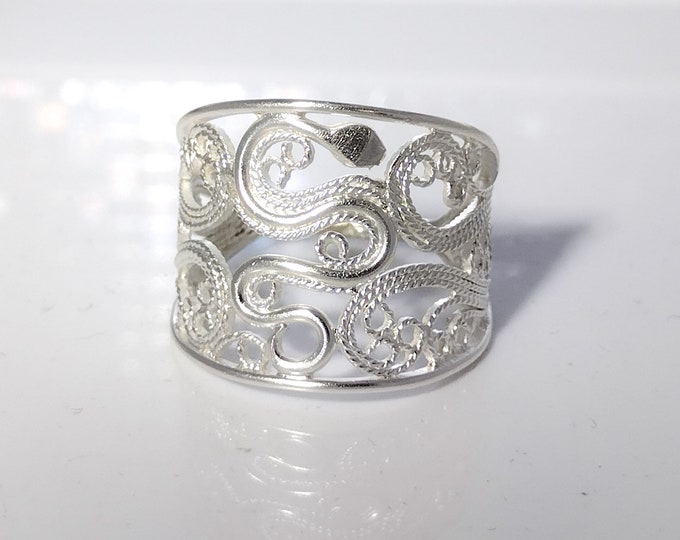 Snake Ring, Silver Filigree, Filigree Ring, Cigar Band Rings, Sterling ...