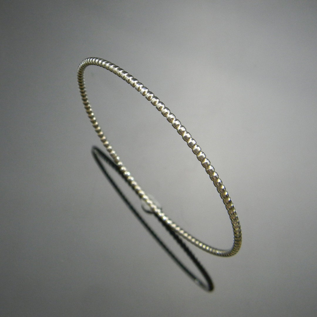 Bead Pattern Bangle Bracelet, Beaded Silver Bangle, Bangle Bracelet ...
