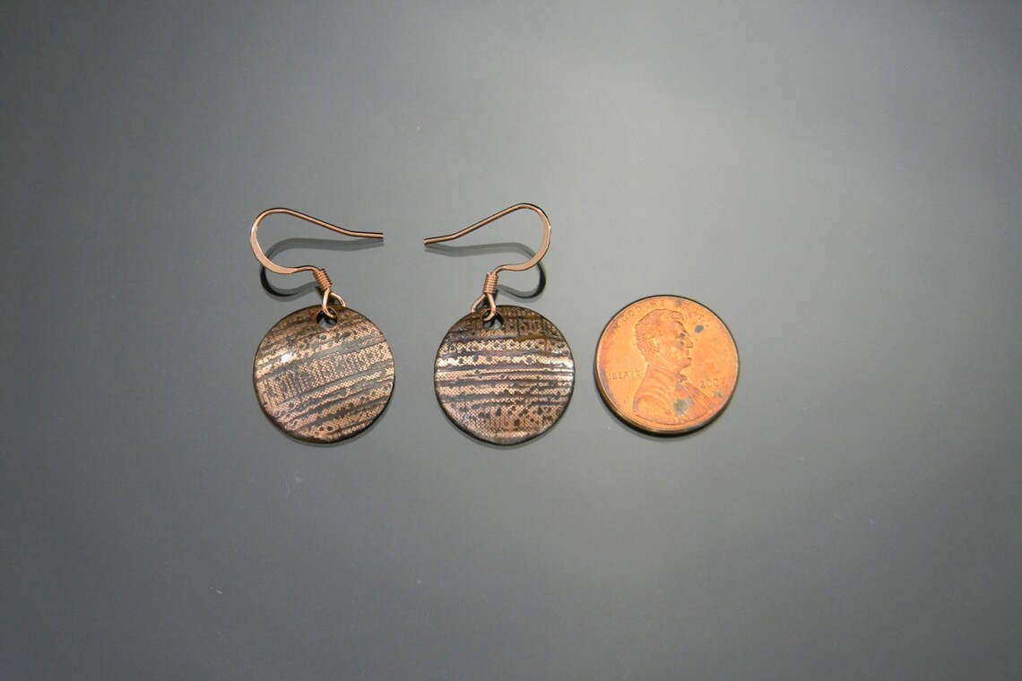 Copper Earrings Coin Earrings Disc Earrings Small Dangle - Etsy