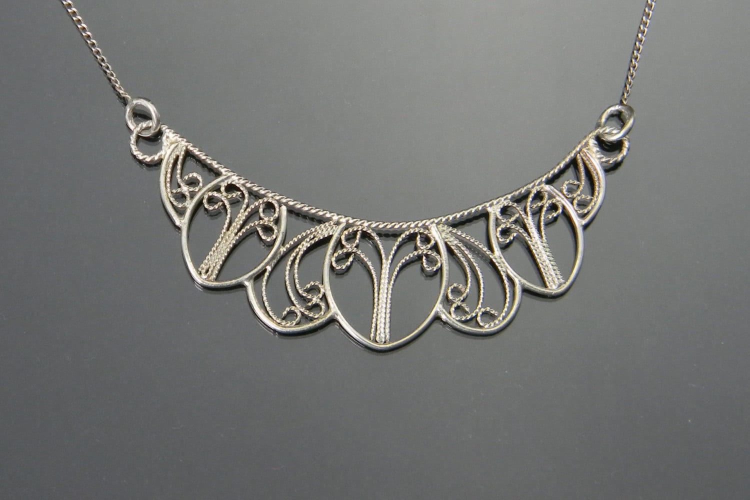 Handmade Sterling Silver Filigree Silver Bib Necklace | Etsy