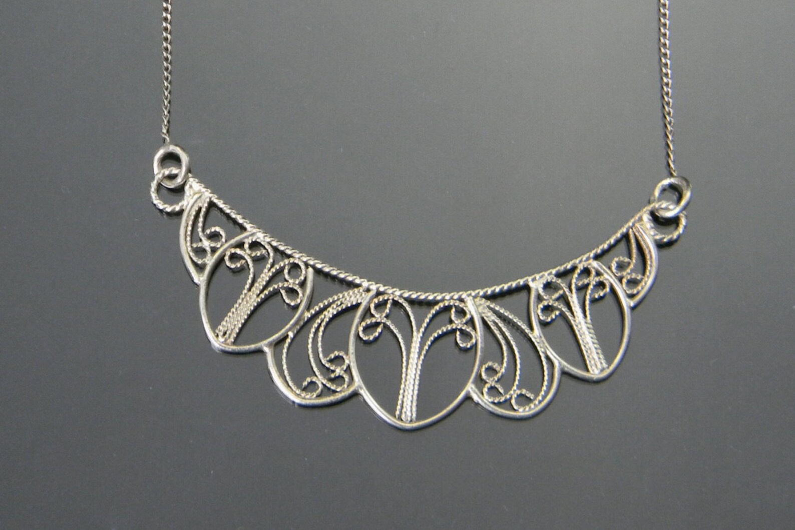 Handmade Sterling Silver Filigree Silver Bib Necklace | Etsy