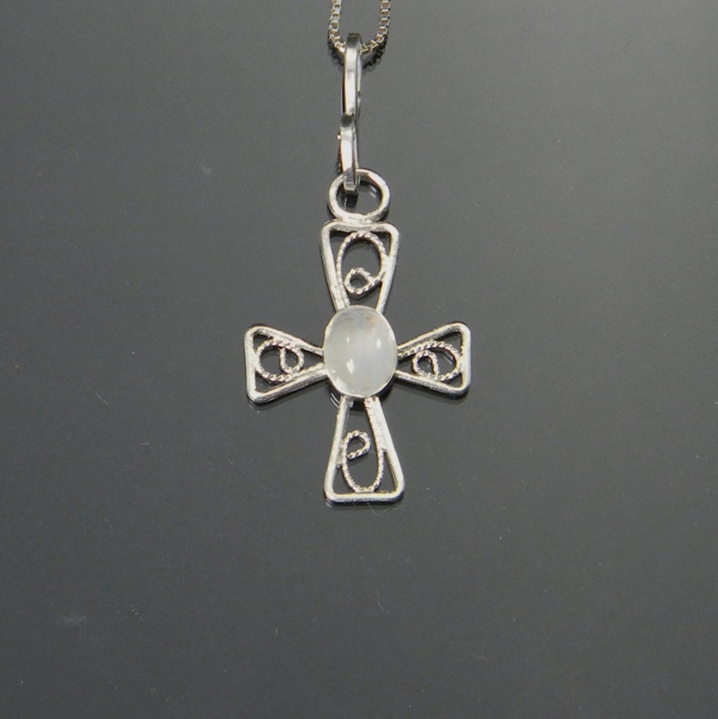 Cross Necklace Moonstone Necklace Sterling Silver Handmade | Etsy
