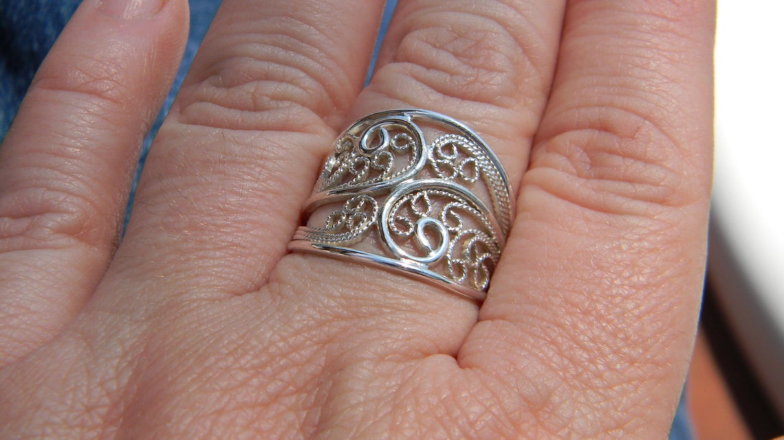 Russian Filigree Ring Handmade Filigree Cigar Band Ring - Etsy Canada