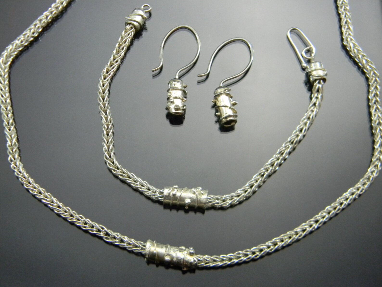 Hand Fabricated Loop in Loop Necklace With Fused Silver Bead | Etsy