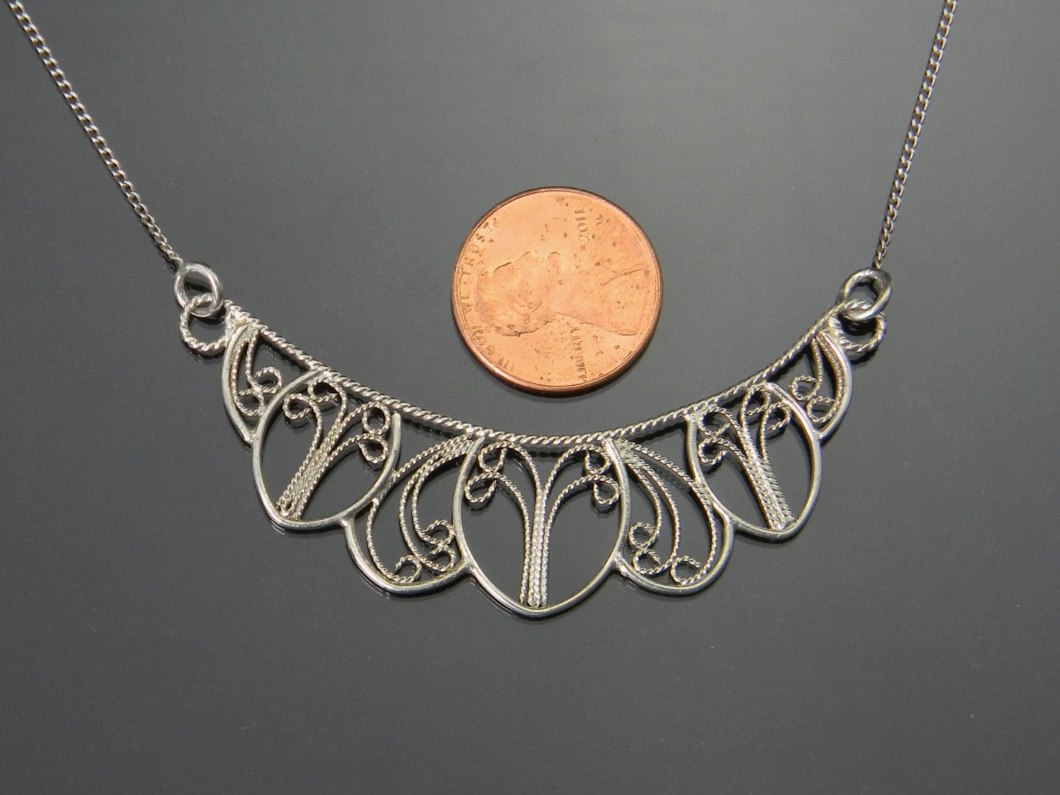 Handmade Sterling Silver Filigree Silver Bib Necklace | Etsy