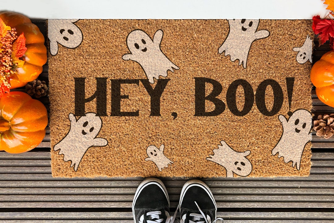 Hey Boo Coir Doormat | Welcome Mat | Funny Doormat | Ghost Decor | Fall ...