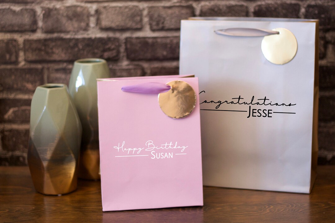 Personalizable Personalized Two Tone Gift Bag | Happy Birthday Bag ...