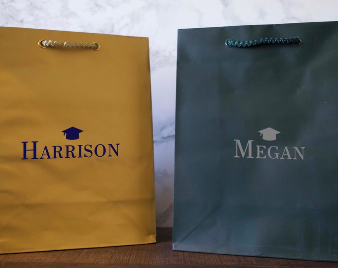 20 Graduation Celebration Bags With Satin Ribbon Handles and Custom ...