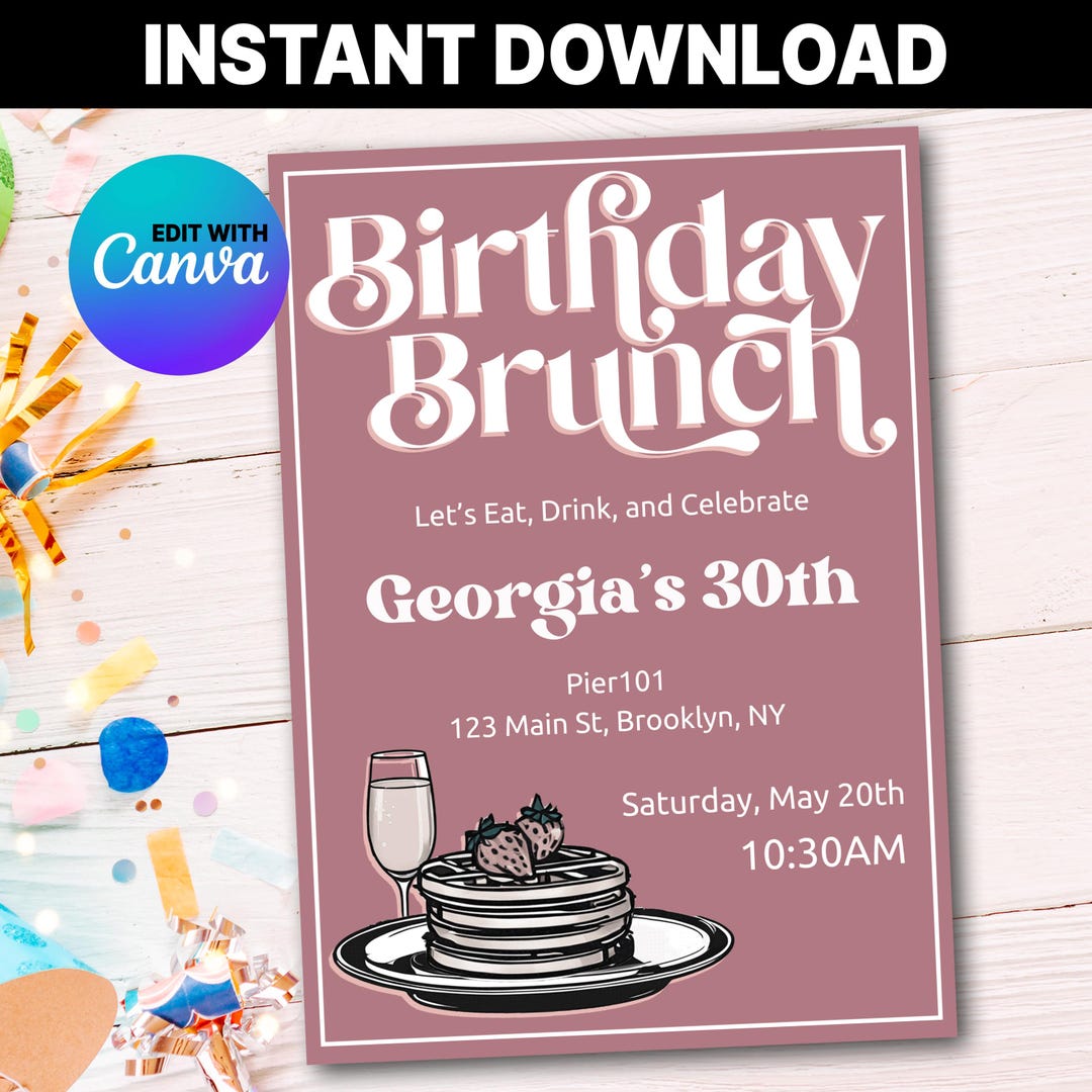 Instant Download Birthday Brunch Party Invitation | Brunch Bitches ...