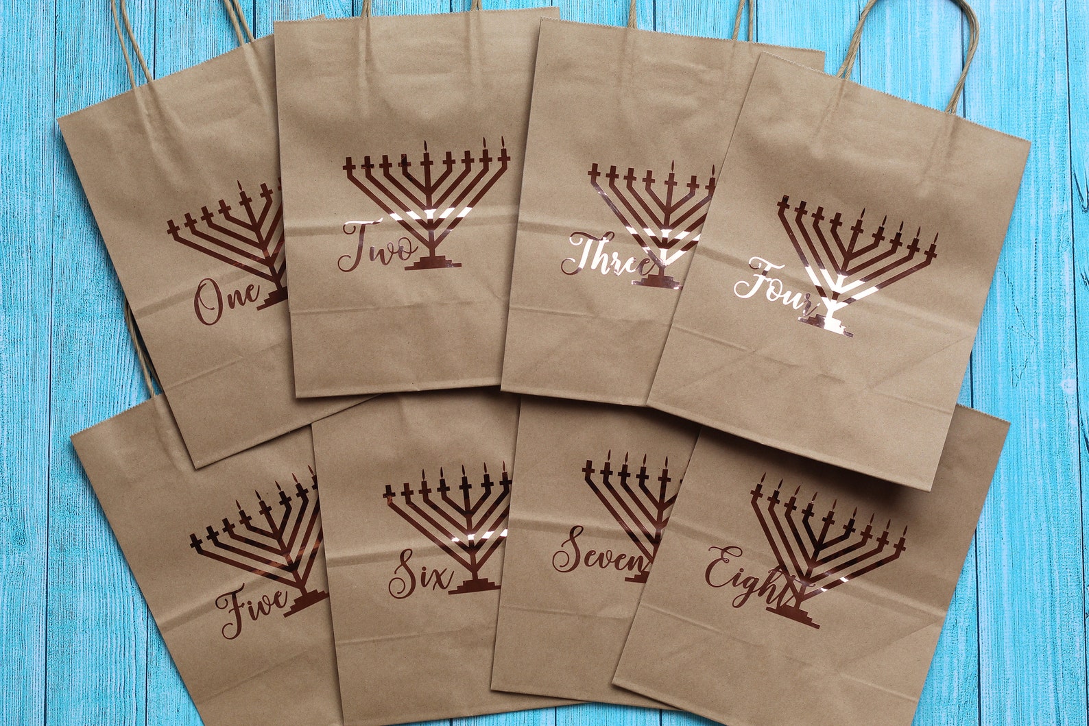 8 Days of Hanukkah Gift Bags Set of 8 Holiday Gift Wrap | Etsy