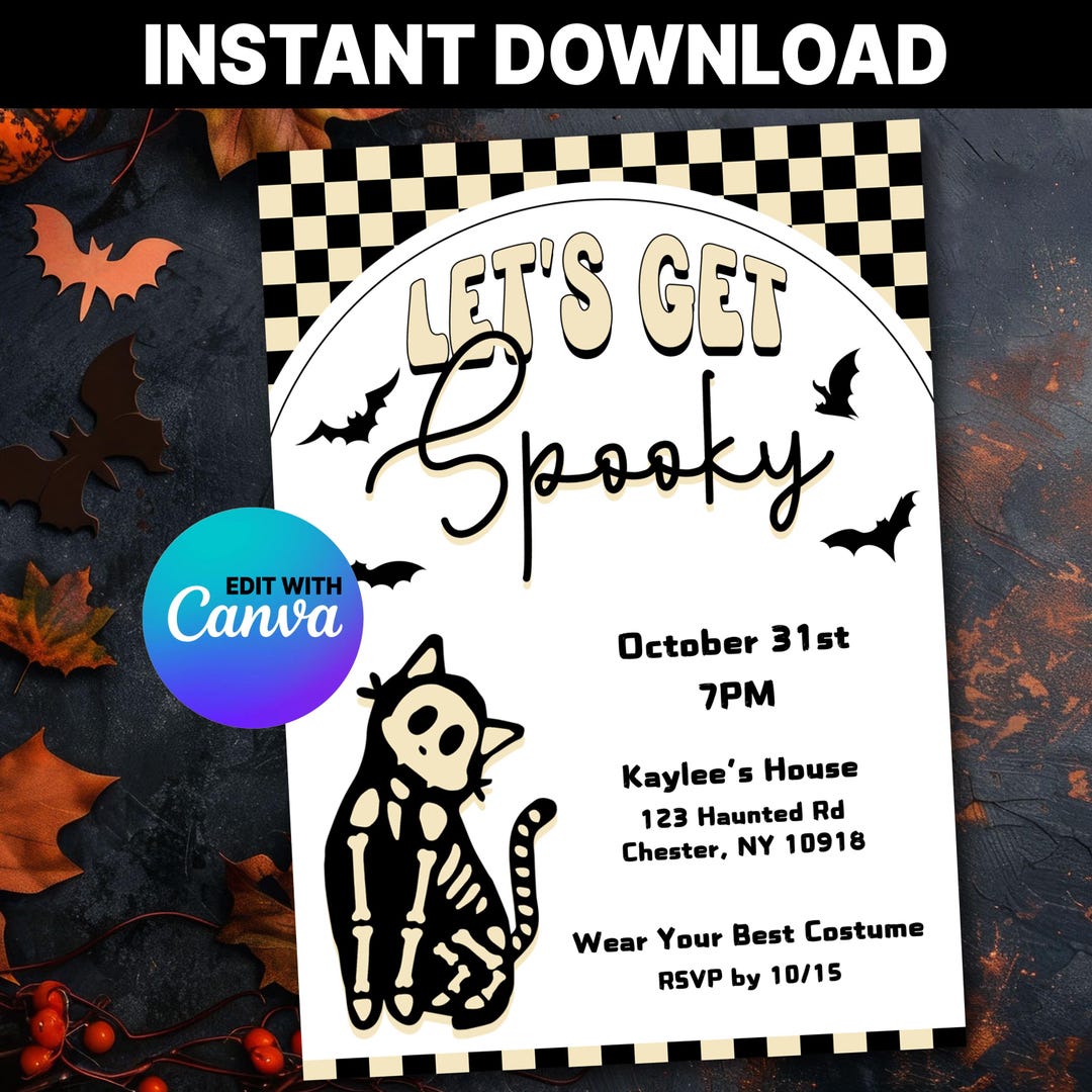 Instant Download Let's Get Spooky Party Invitation | Halloween Invite ...