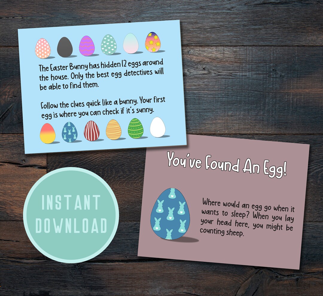 Instant Download Easter Egg Hunt | Easter Bunny Hunt | Scavenger Hunt ...