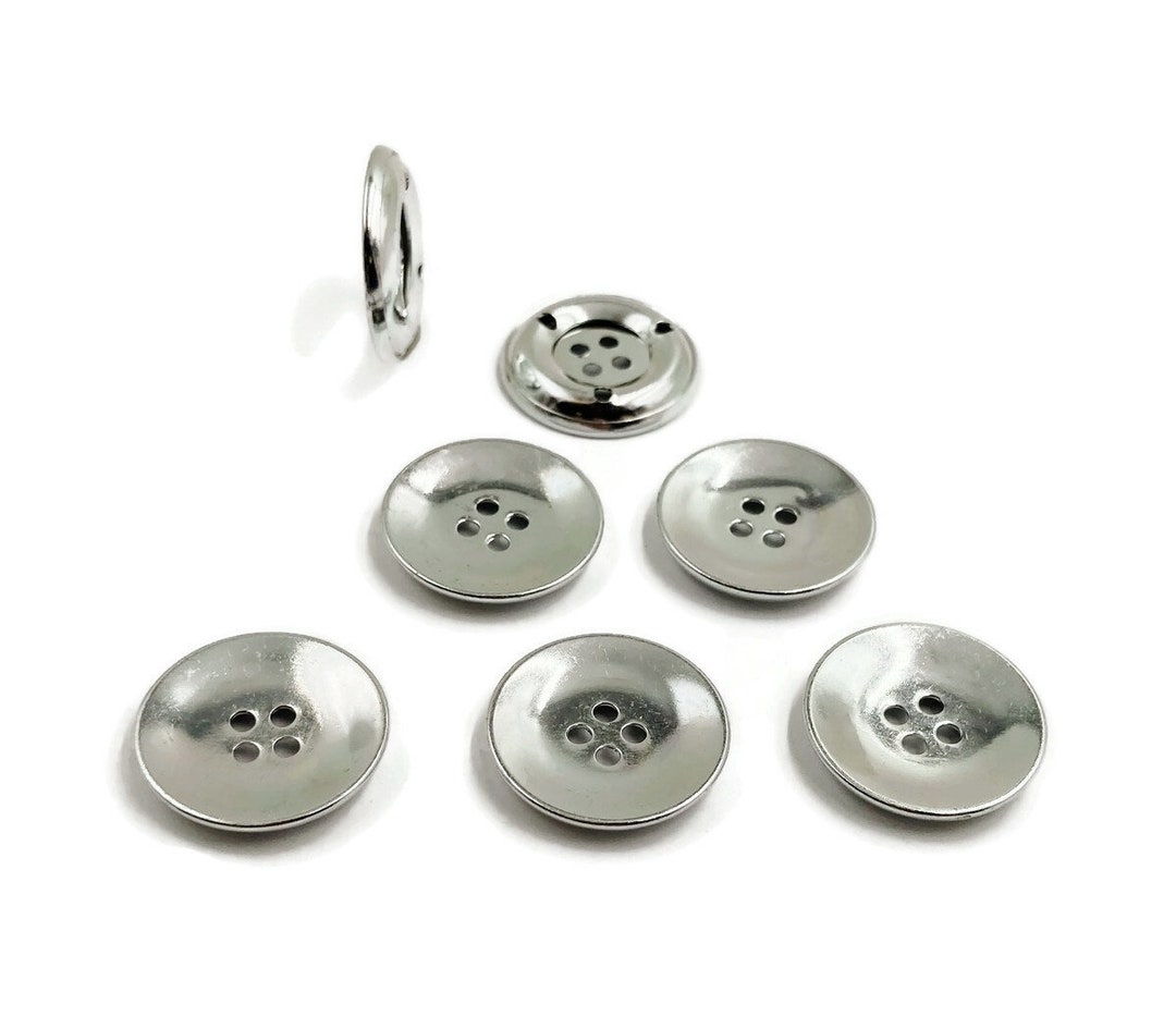18 Vintage Silver Aluminum Metal Classic Style 22.5mm. Round 4-hole ...