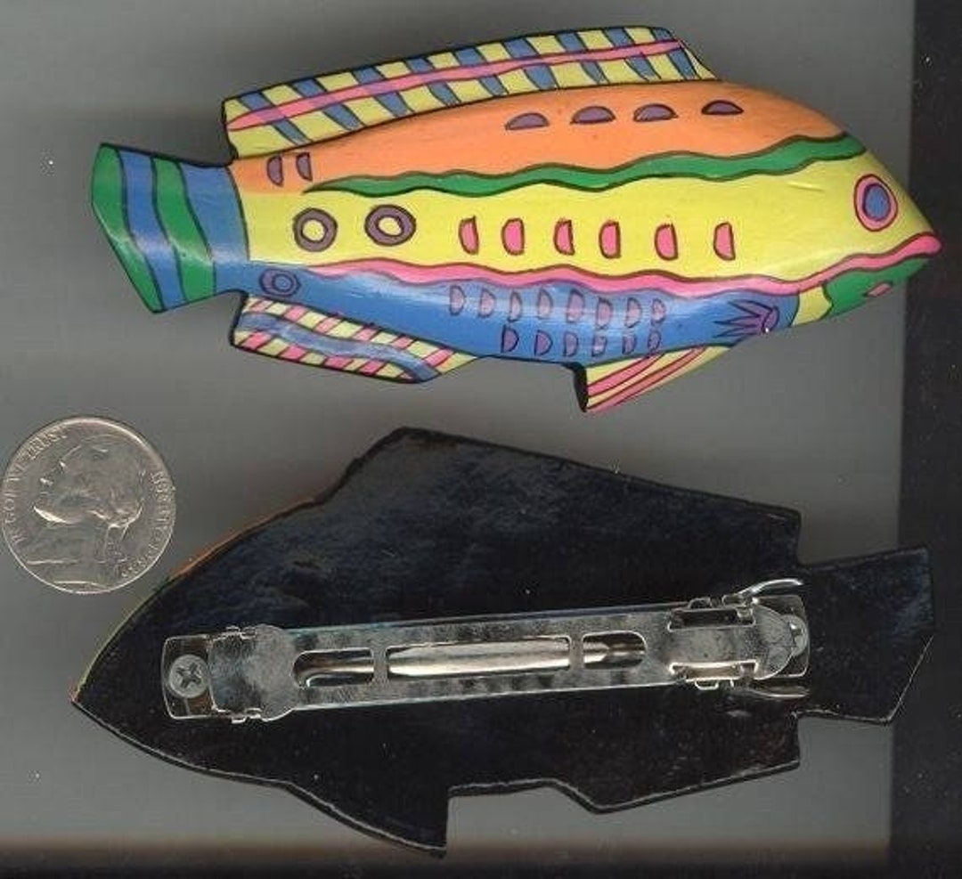 1 Vintage Retro Handpainted Colorful Fish 3.5 Barrette T94 - Etsy