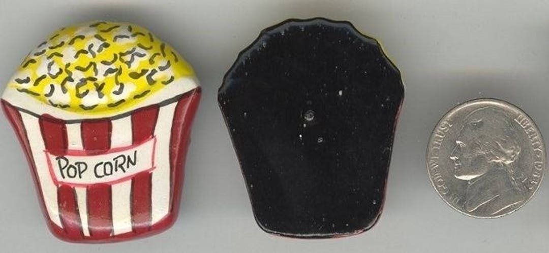 1 VINTAGE Popcorn Bucket HANDPAINTED WOOD 39mm Finding T84 - Etsy