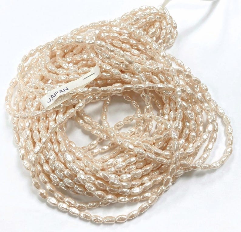 1,000pcs (ten 30" Strings) Vintage Cultura Pearl Acrylic Rice Baroque ...