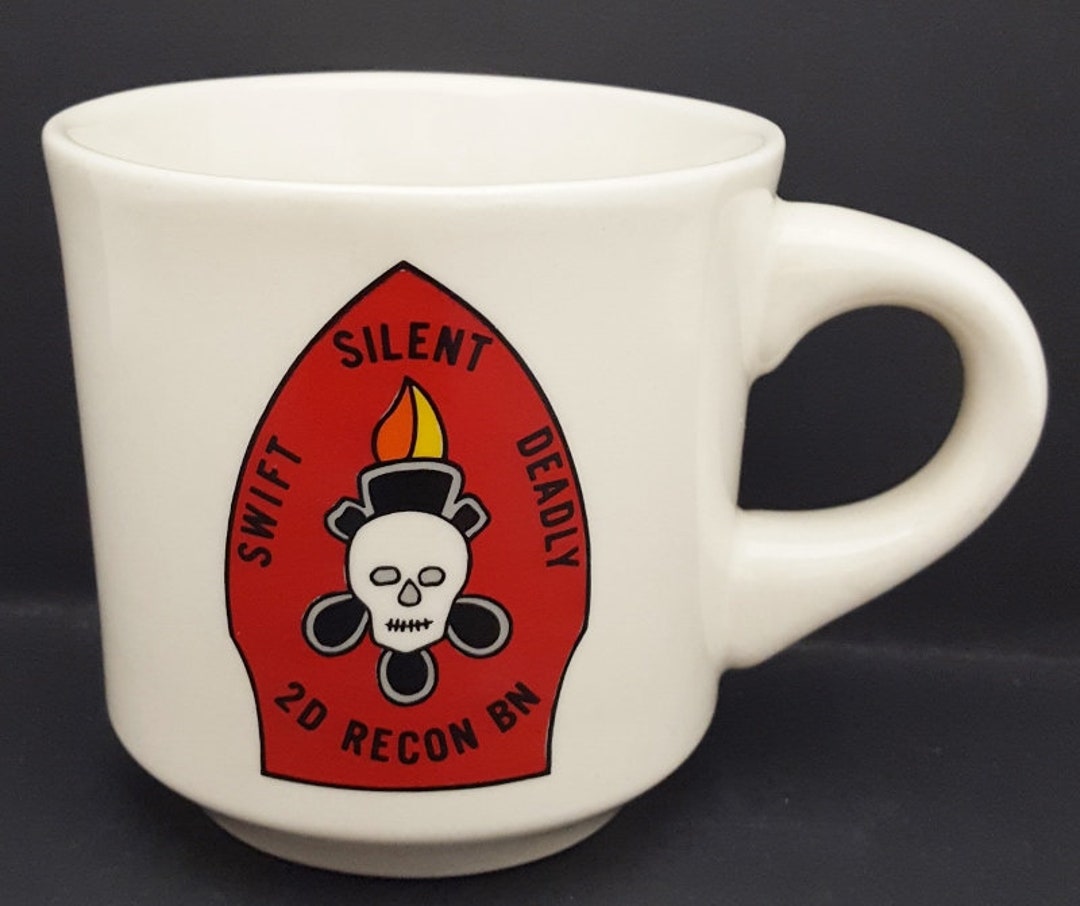 Vintage Military Swift Silent Deadly 2D Recon Battalion Skull Seal Mug ...