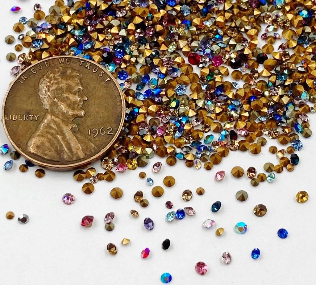 400 Vintage Preciosa Crystal 1mm. to 2mm. Tiny Rhinestones - Jewelry ...