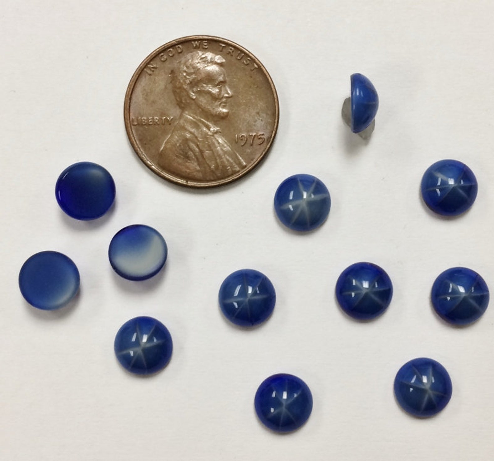 12 Vintage Cobalt Blue Star Sapphire Glass 8mm. Round Smooth - Etsy