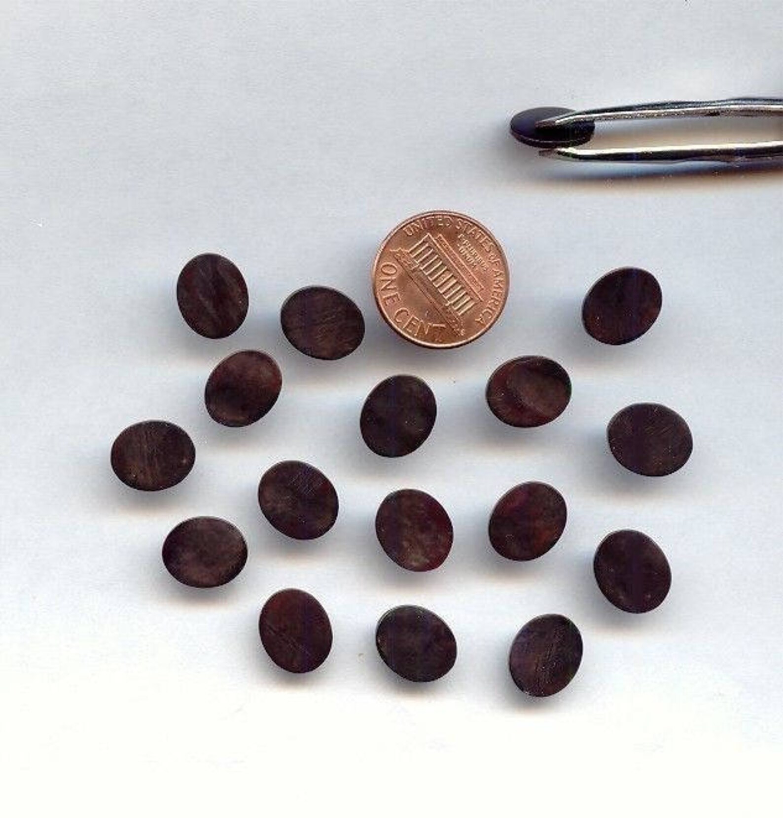 36 Vintage Genuine Jet Black Shell Smooth 12x10mm Oval Cabochon Tile ...