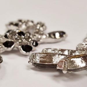 1 Smoke Crystal Jet Rhinestone Gem Jewel Flower 36x68mm. Floral Ornate ...