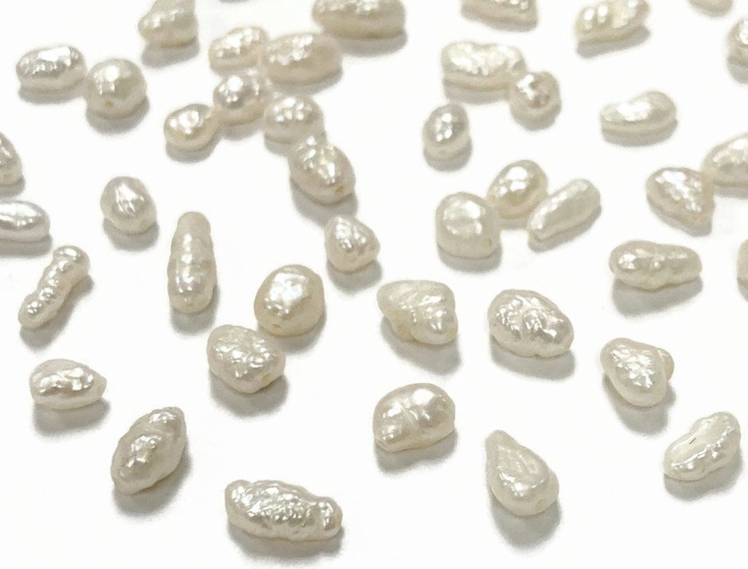 100 Vintage Genuine Freshwater Biwa Natural Pearl Rice Baroque Beads ...