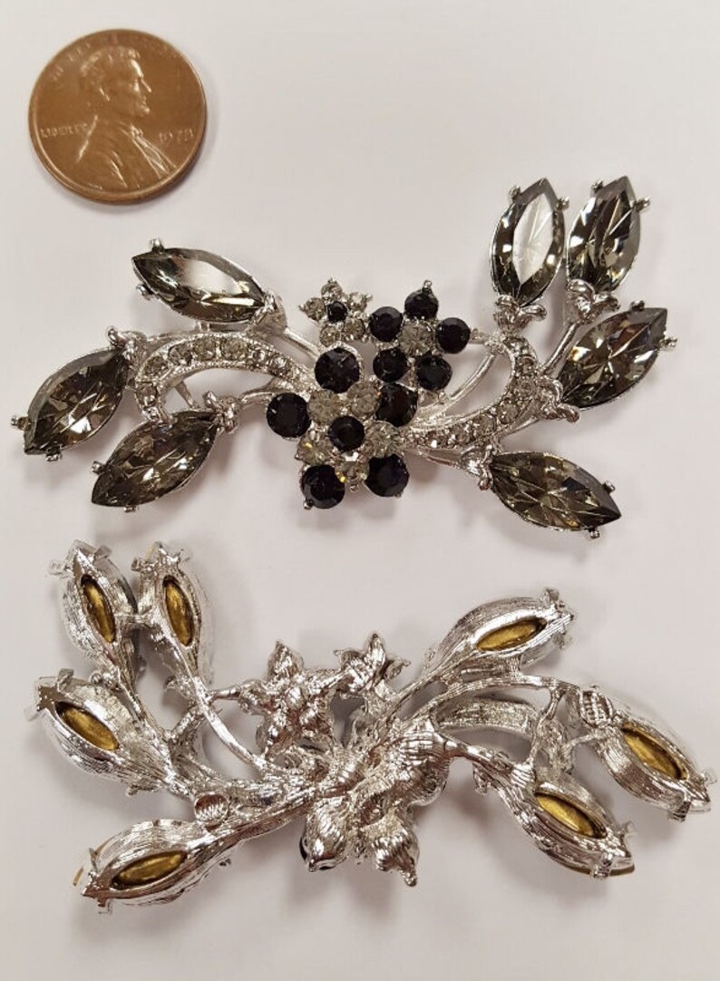 1 Smoke Crystal Jet Rhinestone Gem Jewel Flower 36x68mm. | Etsy